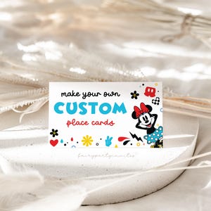 Mickey Mouse Place Card Template: Editable Food Tent (digital Download ...