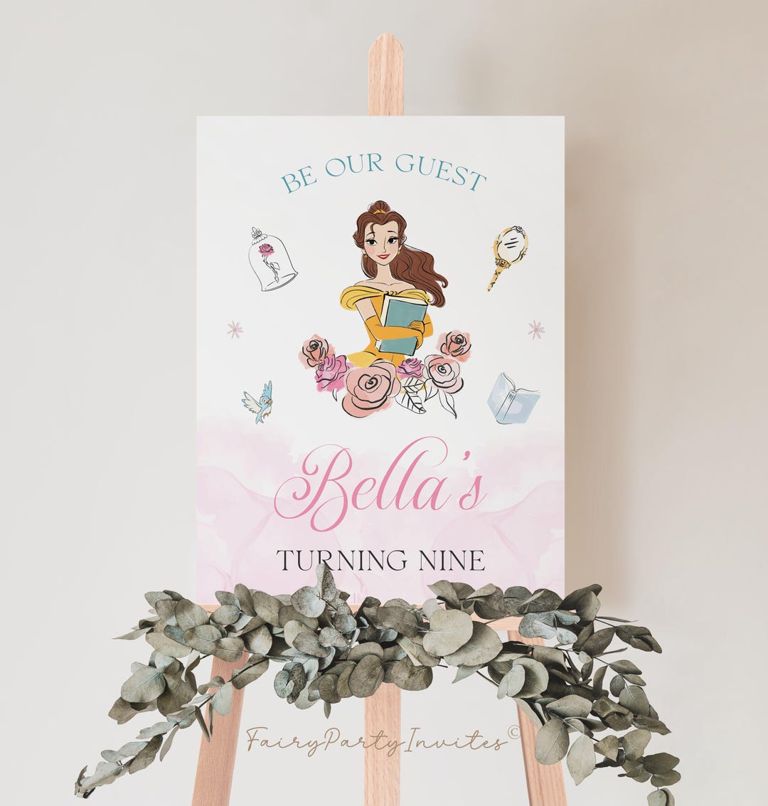 Belle Welcome Banner, Beauty and the Beast Welcome Board, Belle ...
