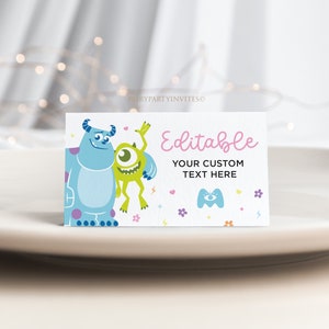 Monsters Inc Place Card Instant Download, Monsters Inc Food Tent ...