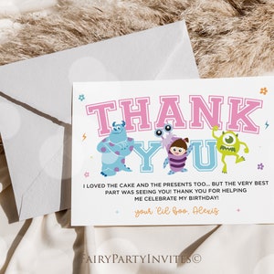 Monster Inc Thank You Card Template, Monster Inc Birthday Thank You ...