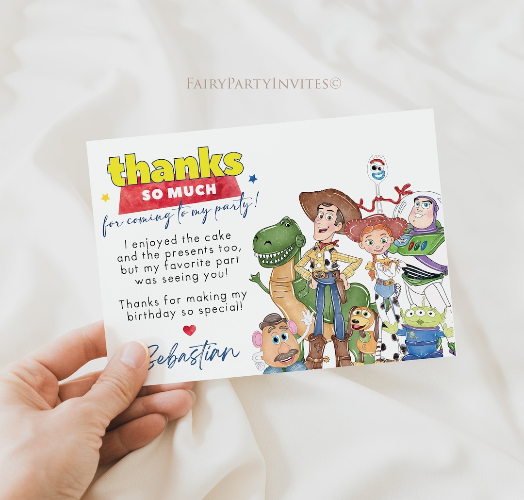 Toy Story Thank You Card Template: Editable Birthday Party (digital ...