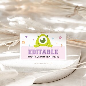 Monsters Inc Place Card: Editable Food Tent Template (digital Download ...