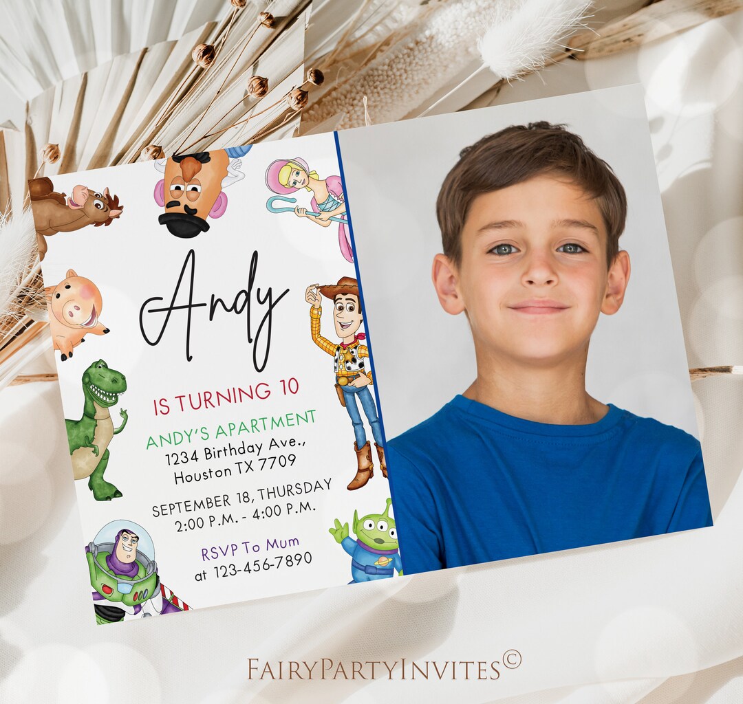 Toy Story Birthday Invitation Template, Editable Photo Invite (digital ...