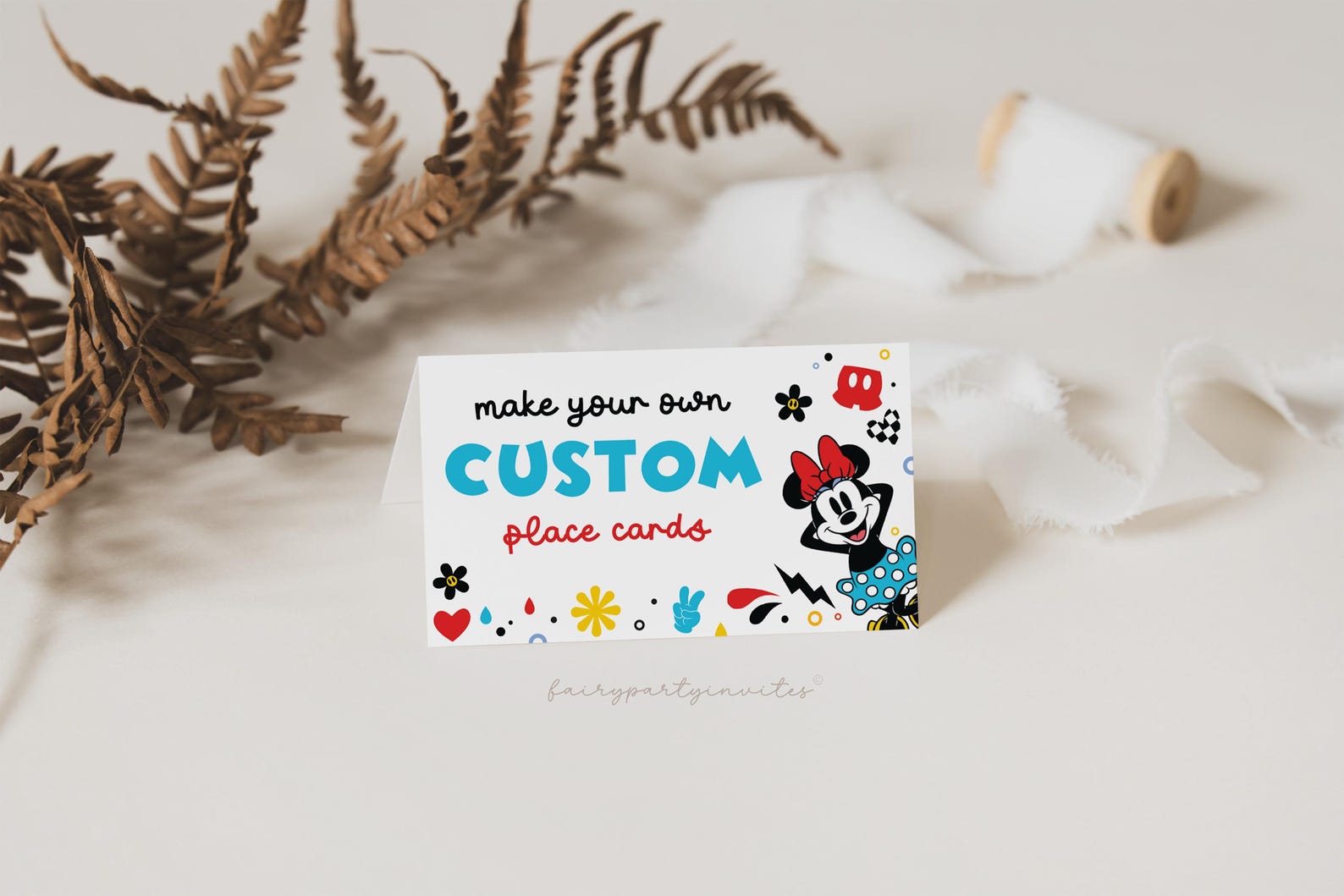 Mickey Mouse Place Card Template: Editable Food Tent (digital Download ...