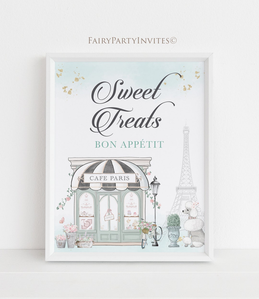 Cafe Paris Birthday Party Table Sign, French Parisian Party Sign, Tea Party Favor Treat Sign ...