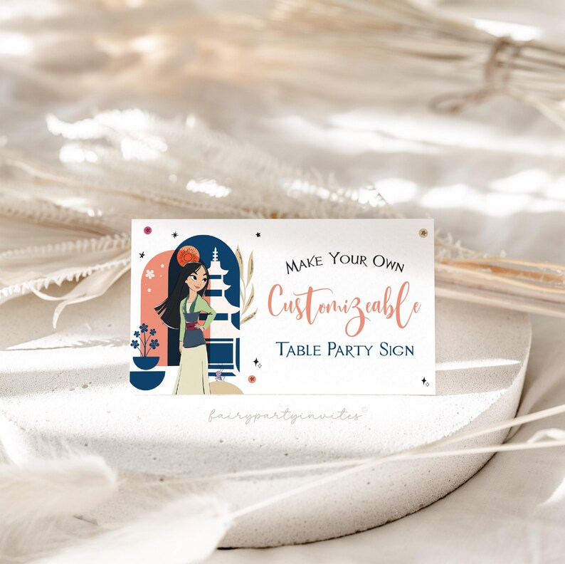 Mulan Place Card Template: Editable Food Tent (digital Download) - Etsy