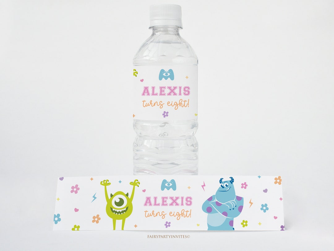 Monsters Inc Water Bottle Label Template, Editable Monsters Inc Bottle ...