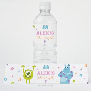 Monsters Inc Water Bottle Label Template: Editable Birthday Party Favor ...