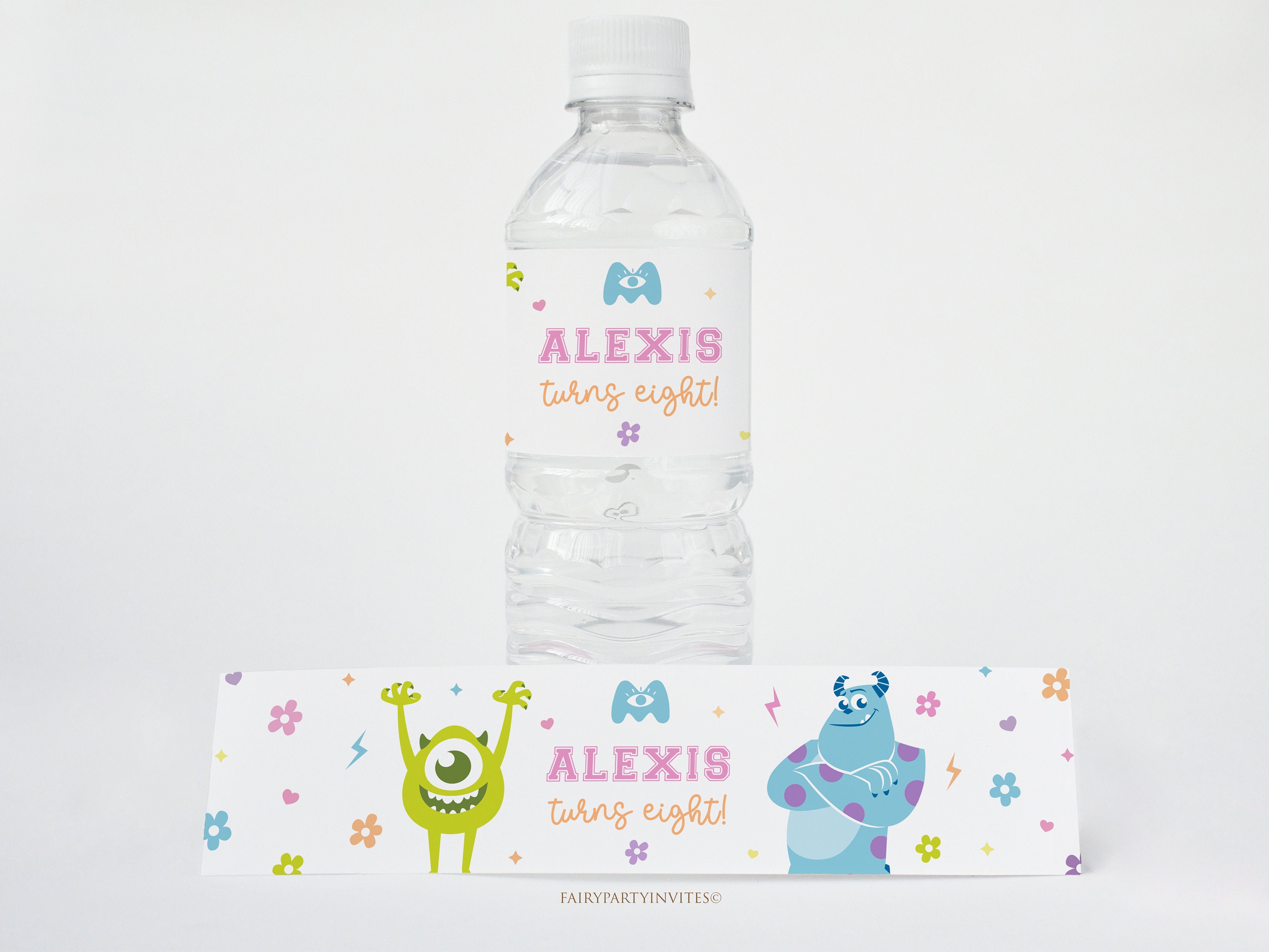 Monsters Inc Water Bottle Label Template: Editable Birthday Party Favor ...