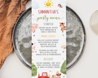 Construction Birthday Party Menu Template, Printable Construction ...