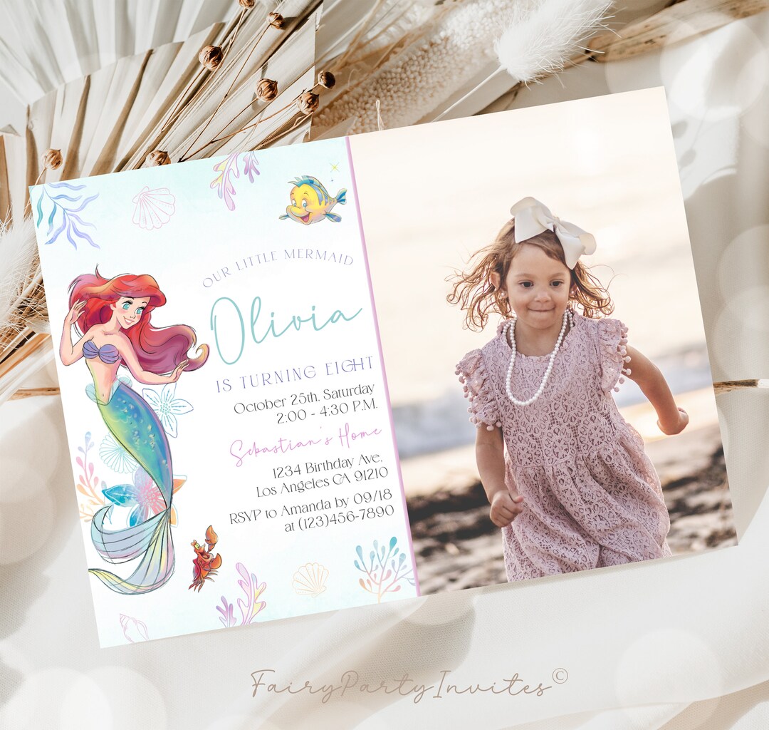 Little Mermaid Ariel Invitation Template, Little Mermaid Ariel ...