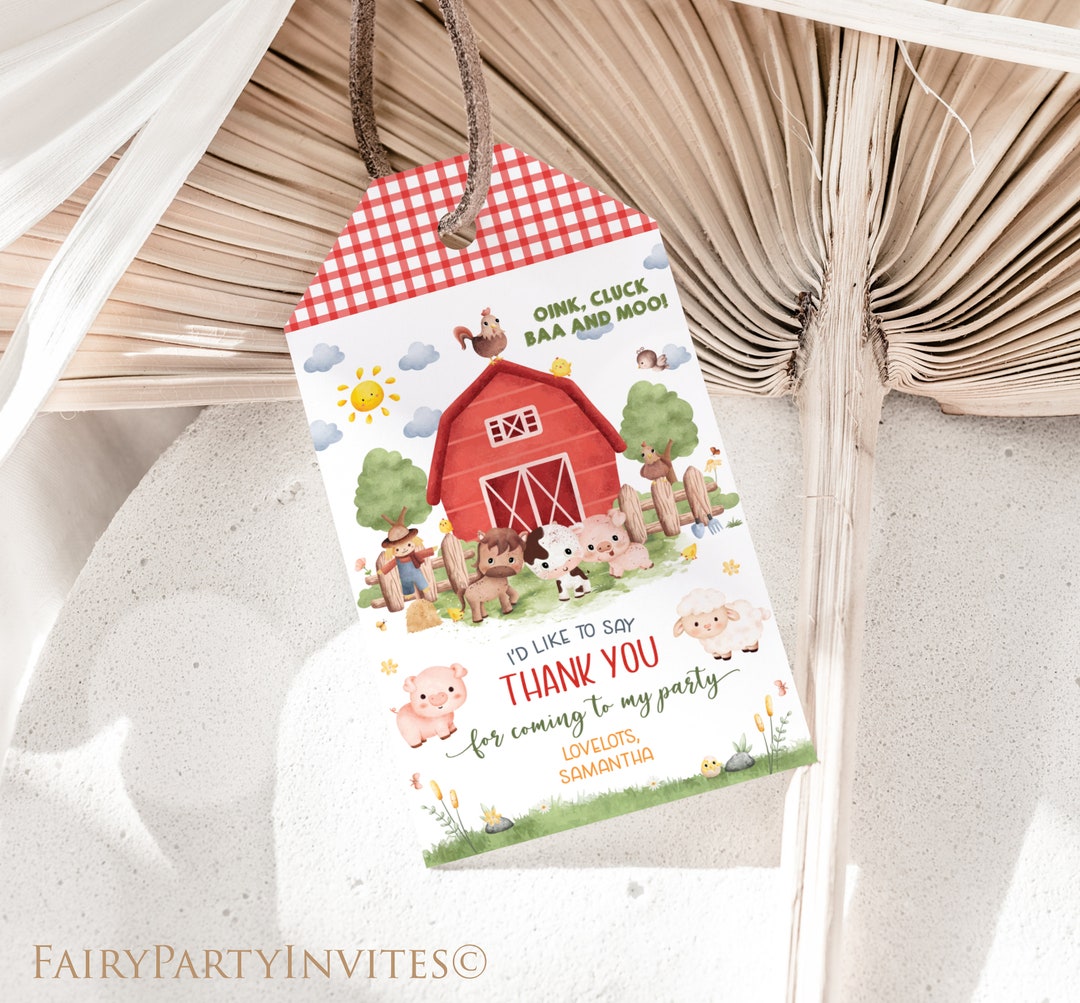 Farm Animals Barnyard Editable Instant Download Favor Tag, Barnyard ...
