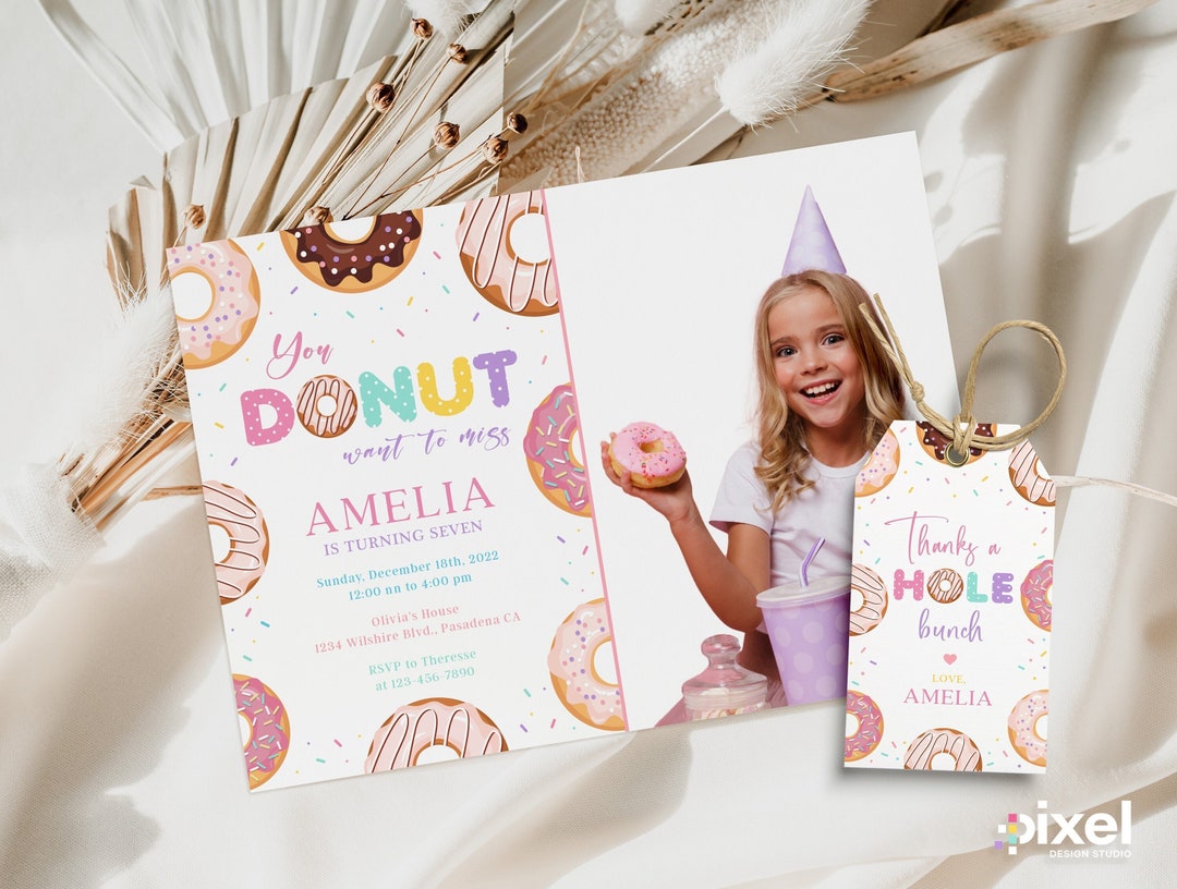 Donut Invitation Template Donut Photo Invitation Donut - Etsy Australia