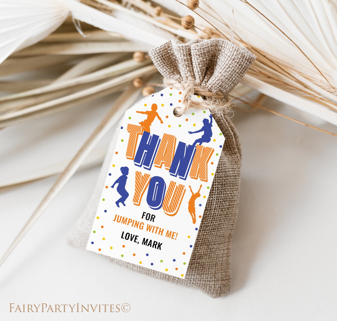 Jump Editable Instant Download Favor Tag, Jump Trampoline Gift Thank ...