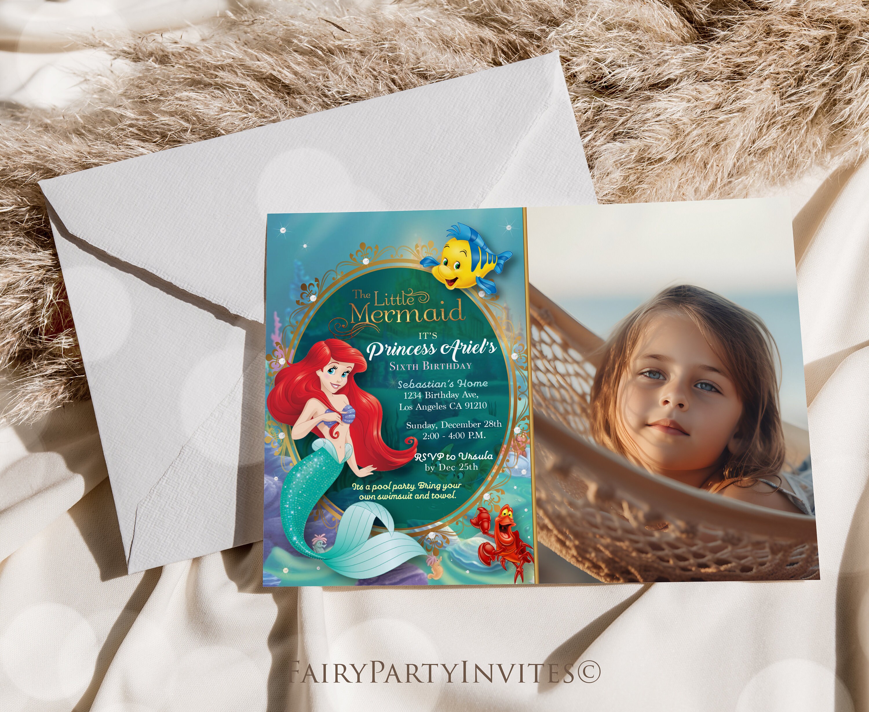 Little Mermaid Ariel Invitation Template, Little Mermaid Ariel ...