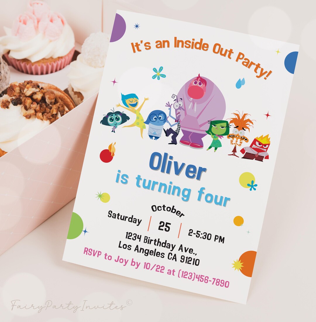 Inside Out Birthday Invitation Template, Inside Out Invitation, Inside ...