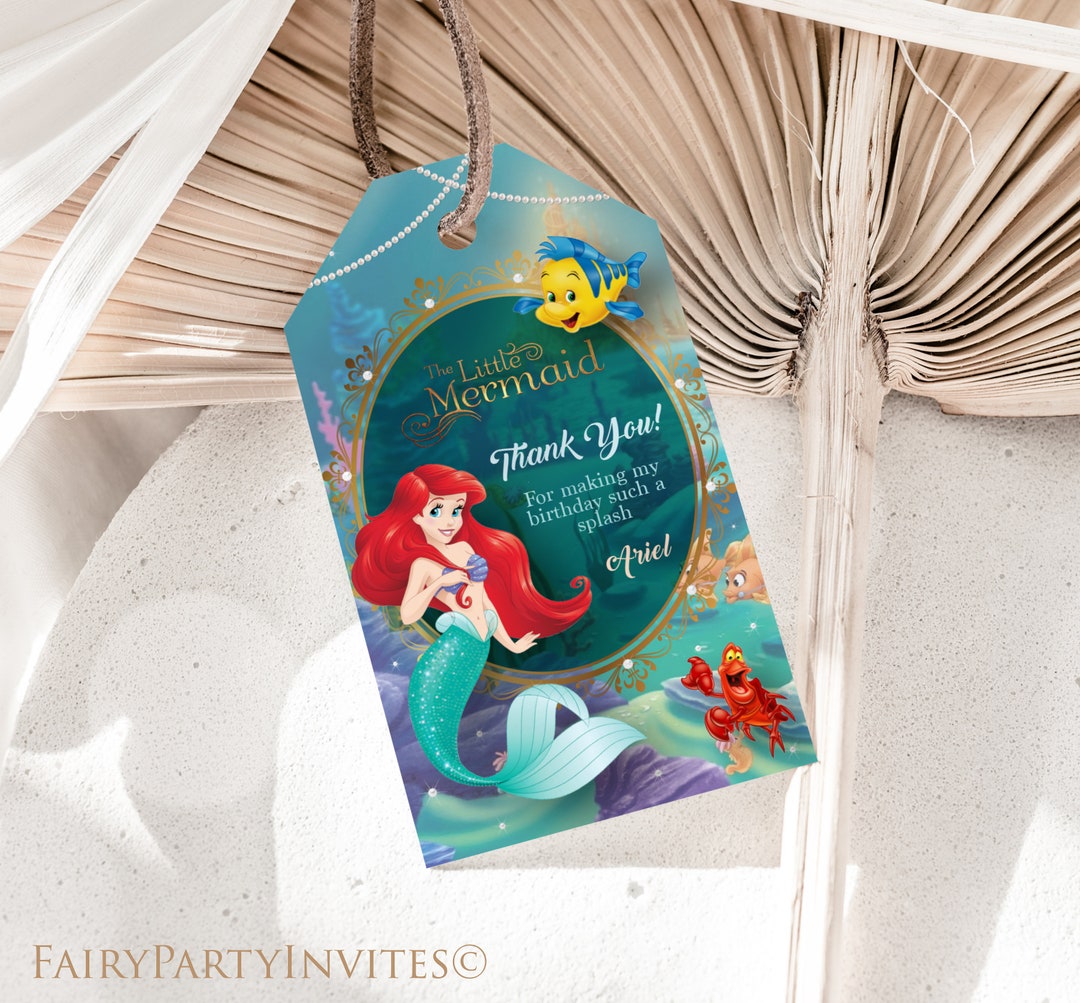 Little Mermaid Ariel Editable Favor Tag, Little Mermaid Ariel Gift ...