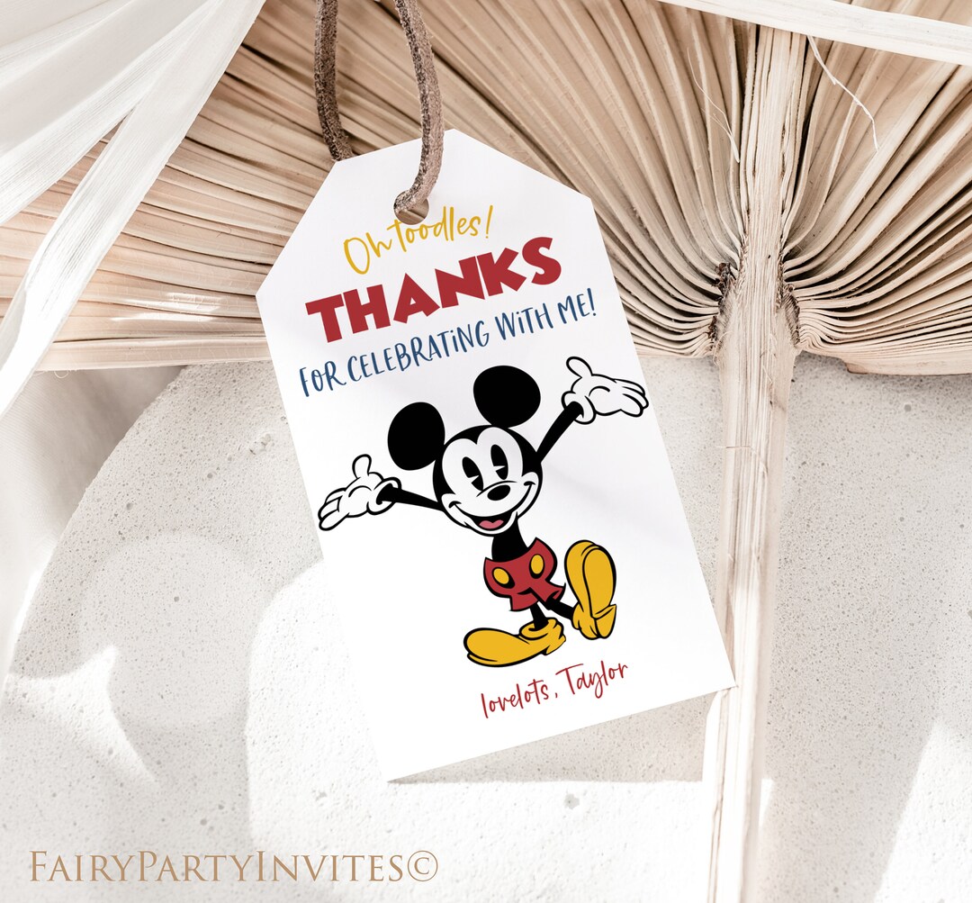 Mickey Mouse Favor Tag: Editable Birthday Thank You (digital Download ...