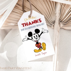 Mickey Mouse Favor Tag: Editable Birthday Thank You (digital Download ...