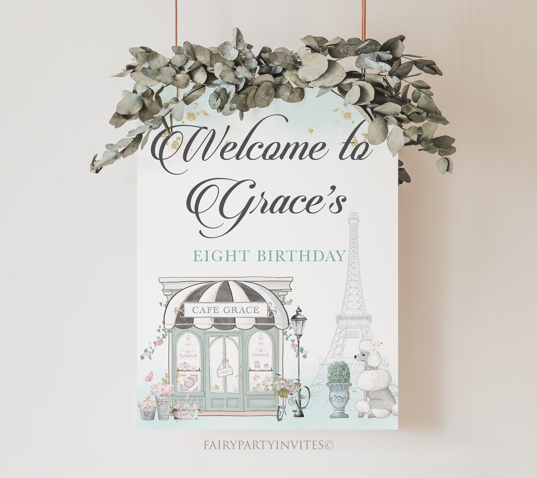 Cafe Paris Welcome Banner, French Parisian Welcome Board, Tea Party ...
