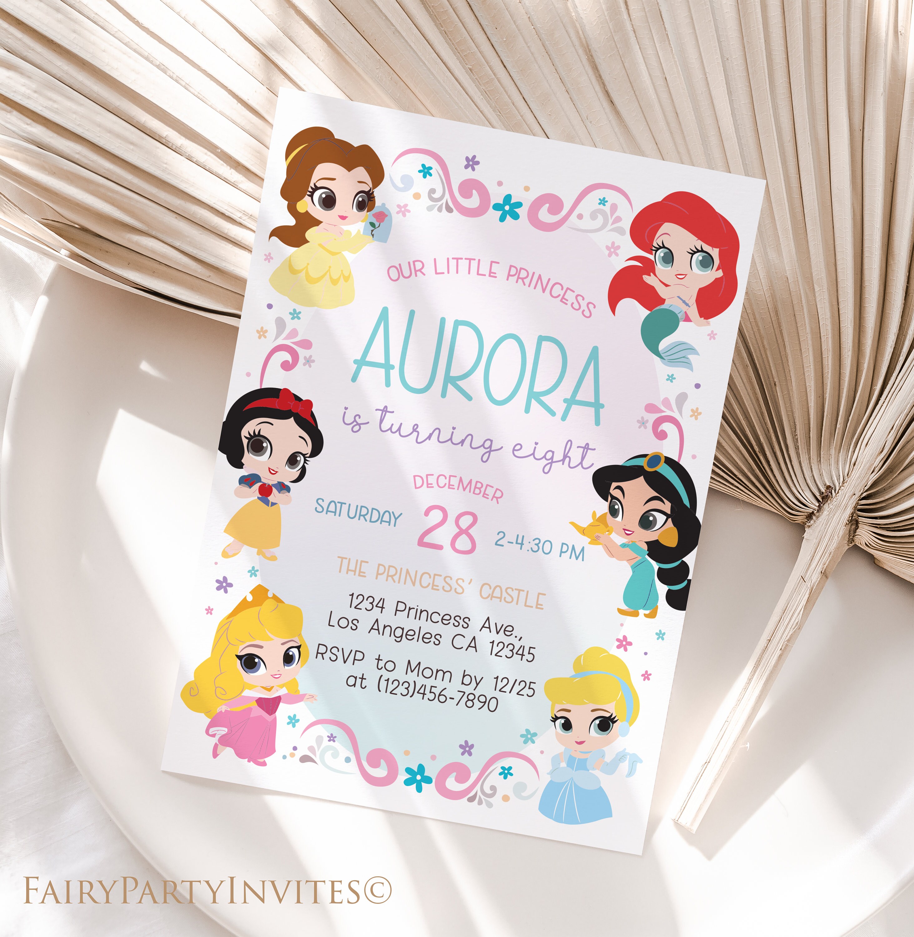 Princess Birthday Invitation Template: Editable Party Invite (digital ...