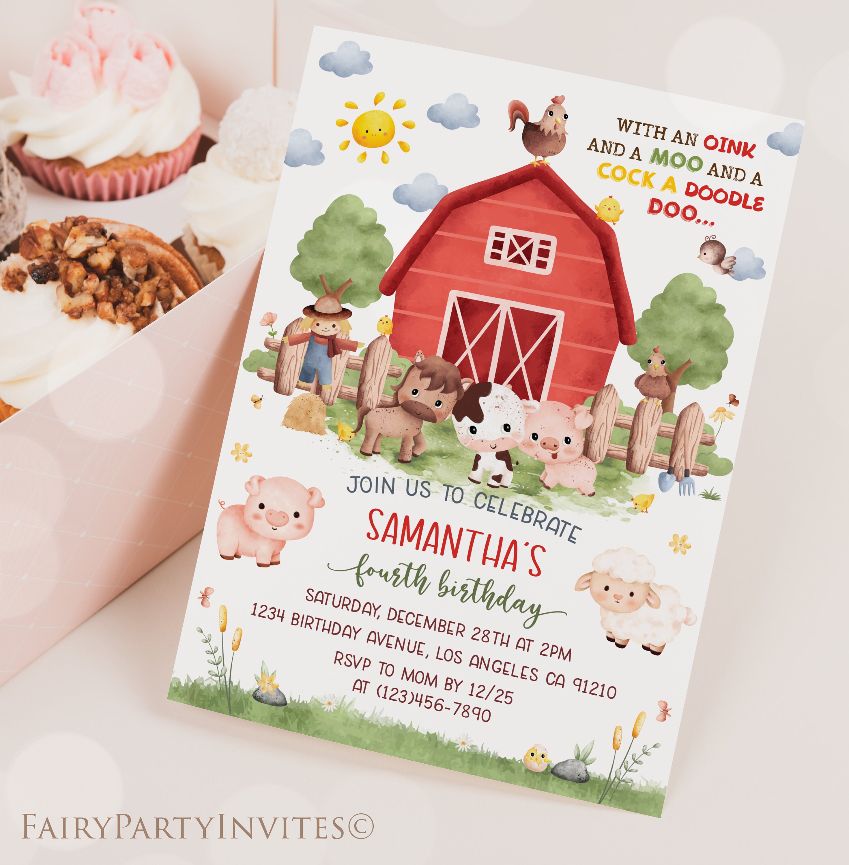 Farm Birthday Party Invitation Template Farm Animals Birthday - Etsy