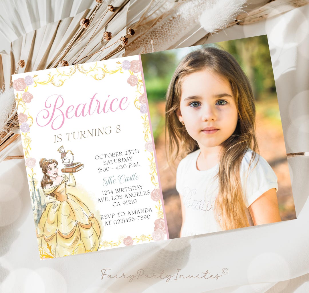 Belle Invitation Template, Princess Belle Invitation, Princess Belle ...