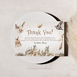 Wizard Thank You Card Template: Magic School Birthday (editable ...