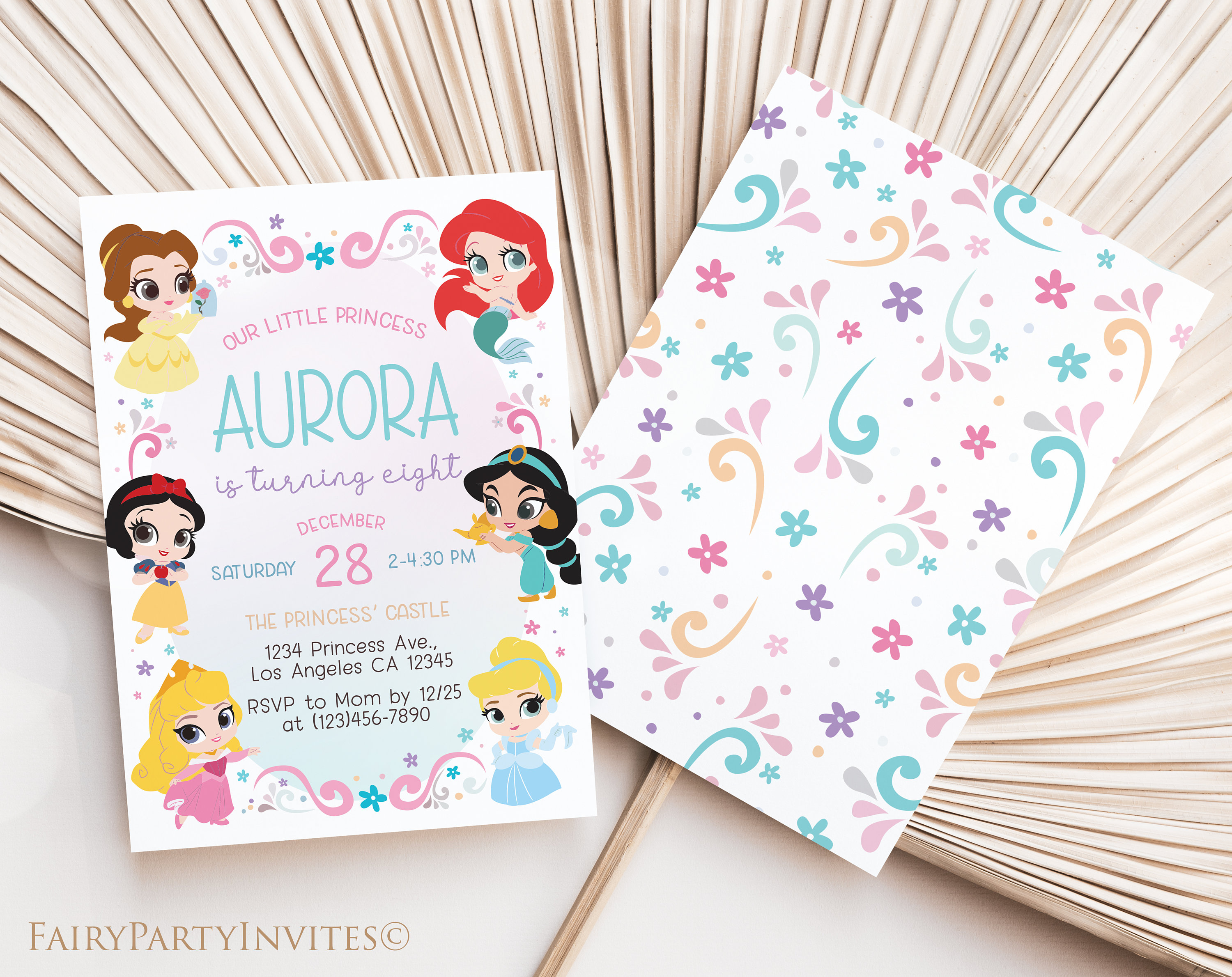 Princess Birthday Invitation Template: Editable Party Invite (digital ...