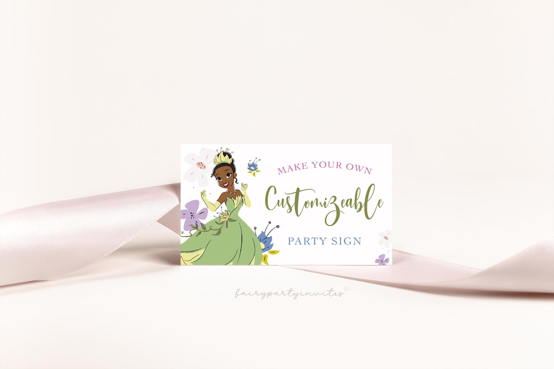 Tiana Place Card Template, Princess Tiana Food Tent Editable Template ...
