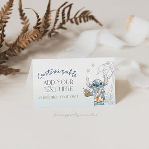 Stitch Place Card Template: Editable Food Tent (instant Download) - Etsy
