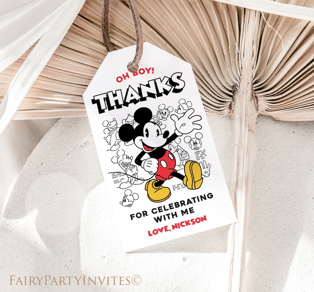 Mickey Mouse Editable Instant Download Favor Tag, Mickey Mouse Gift ...
