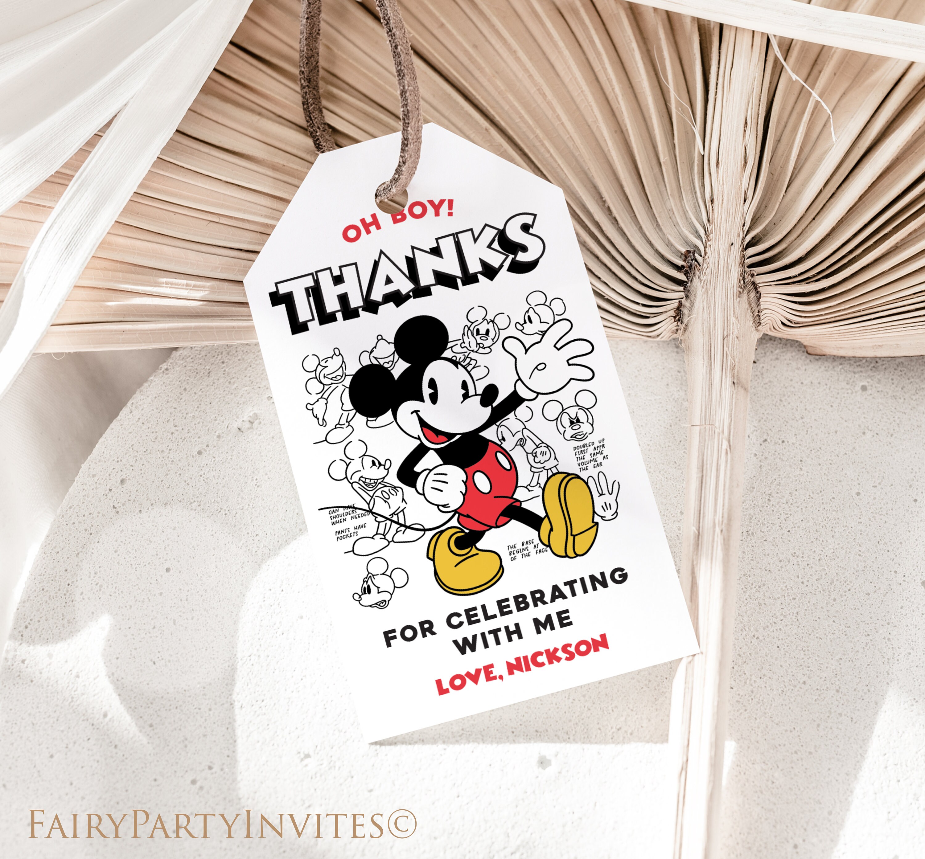 Mickey Mouse Editable Instant Download Favor Tag Mickey Mouse - Etsy
