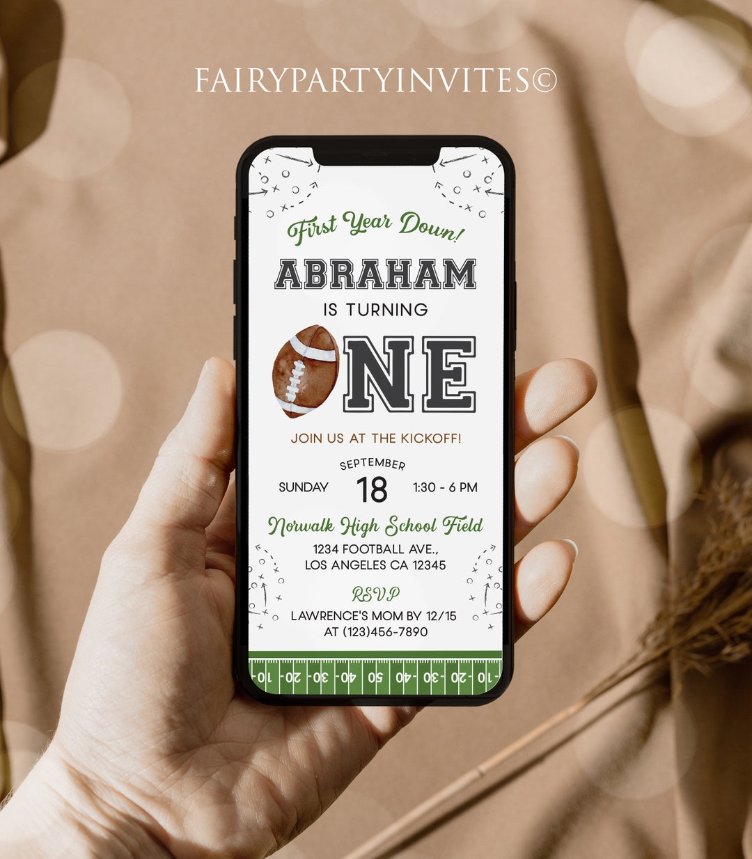 Football Phone Birthday Invitation Template, Football Electronic ...