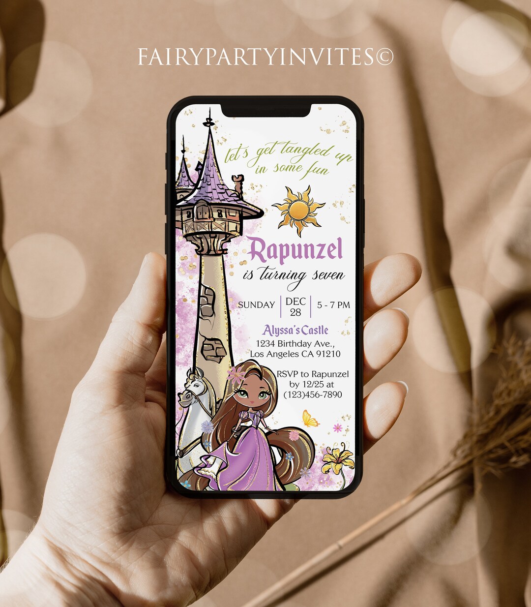 Tangled Invitation Template, Tangled Party Electronic Invitation ...
