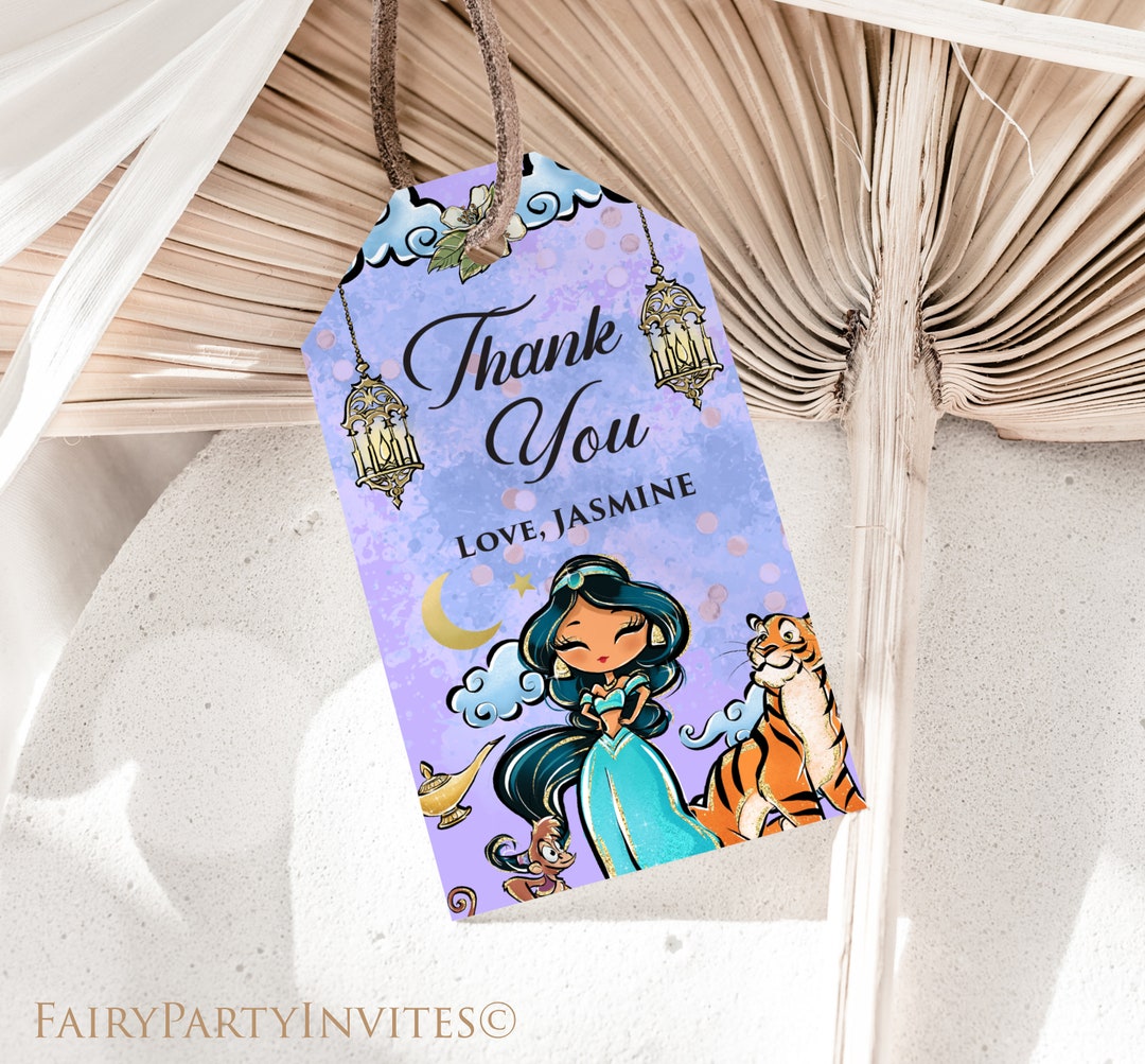 Jasmine Birthday Favor Tag: Editable Thank You Gift Tag (digital ...