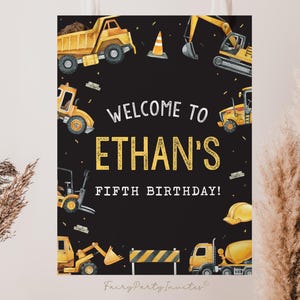 Construction Birthday Welcome Sign: Editable Printable Banner (digital ...