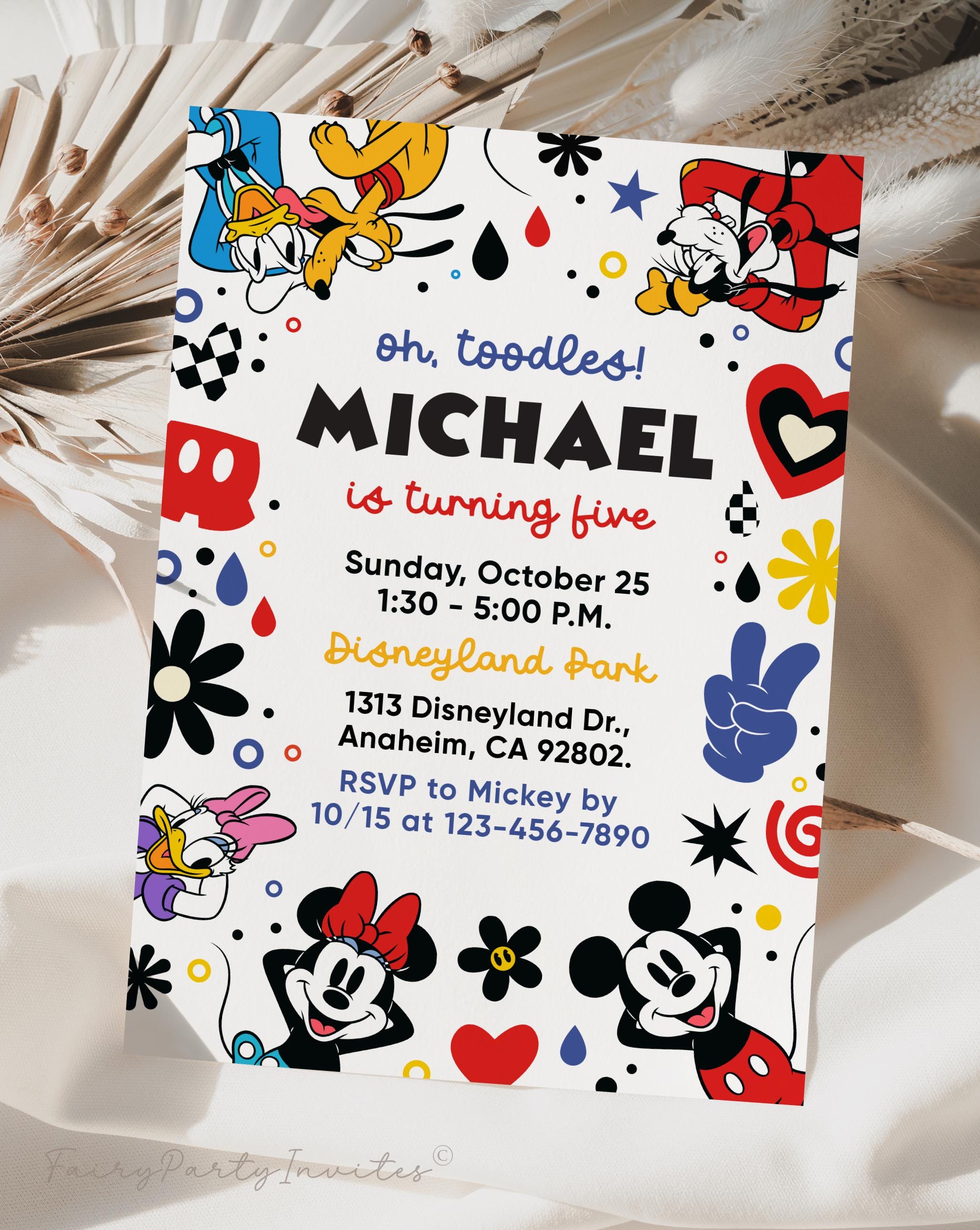 Mickey Mouse Birthday Invitation Template: Editable Party Invite ...