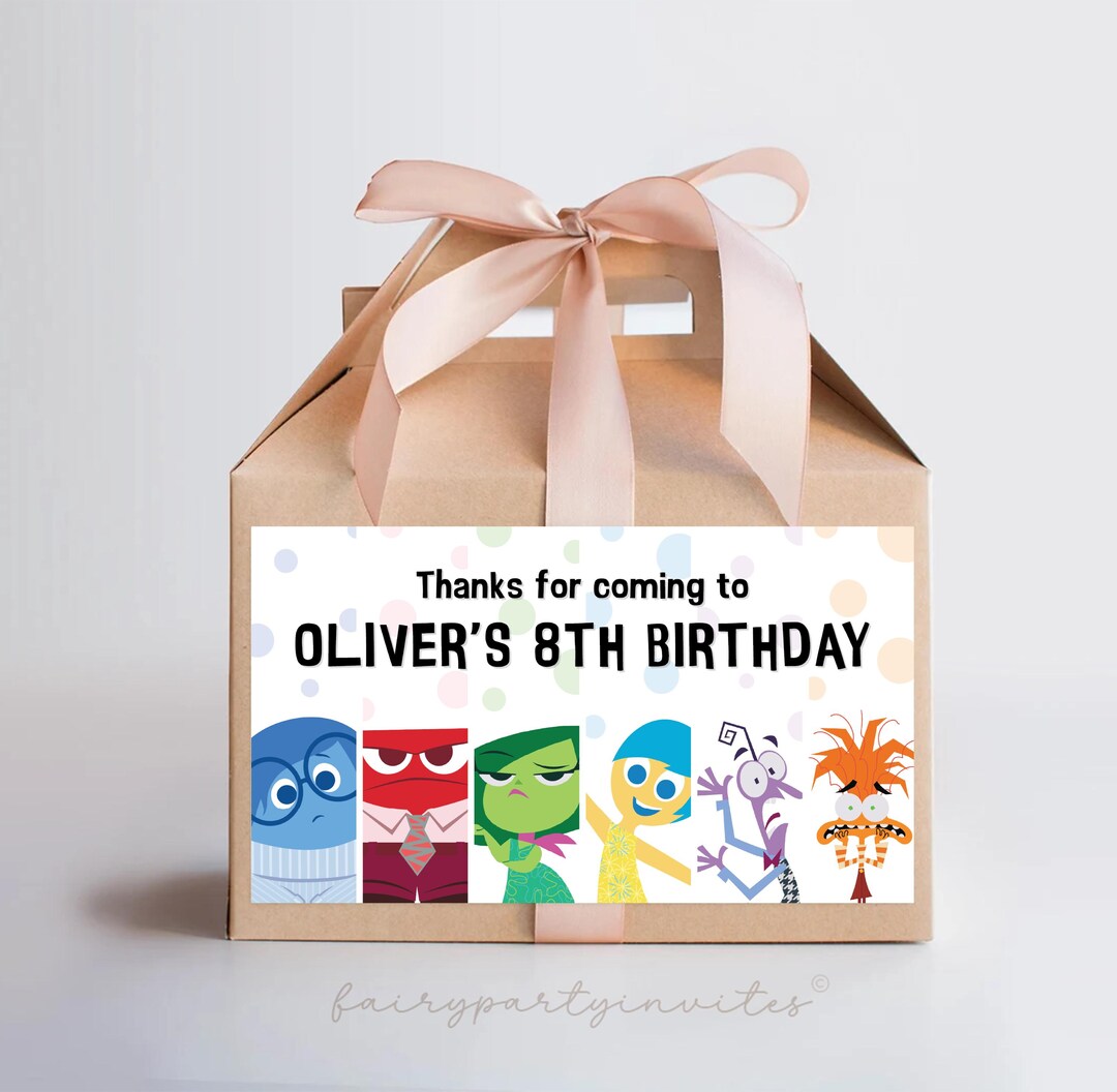 Inside Out Gable Box Label, Inside Out Favor Treat Box Label, Inside ...