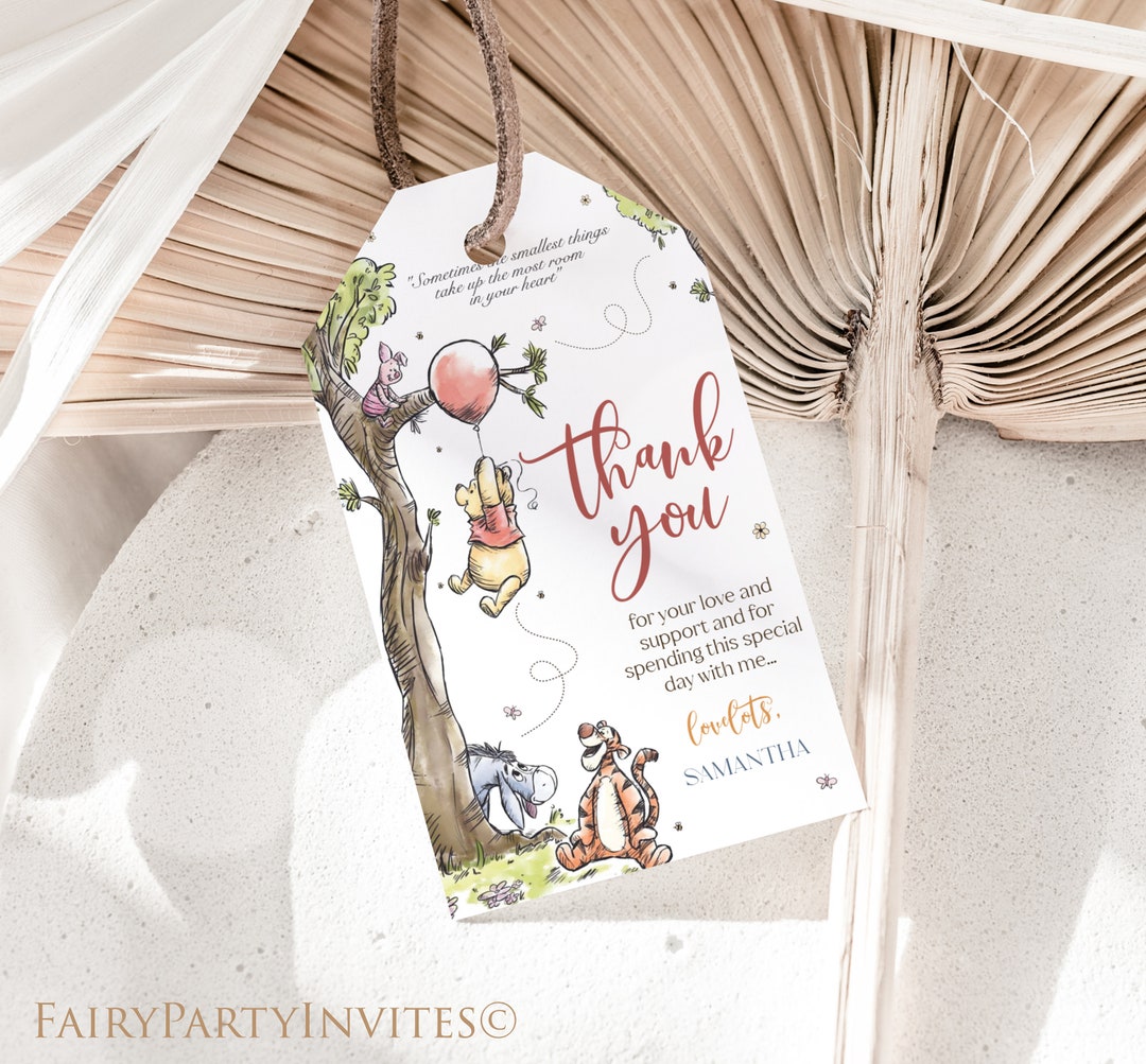 Winnie the Pooh Editable Favor Tag, Winnie the Pooh Gift Thank You Tag ...