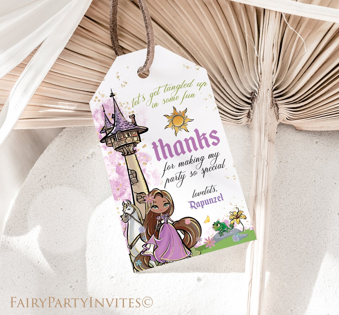 Tangled Birthday Favor Tag: Editable Thank You Gift (instant Download ...