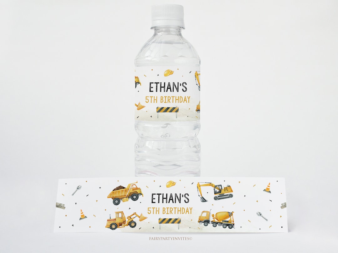 Construction Water Bottle Label Template, Construction Bottle Wrapper ...