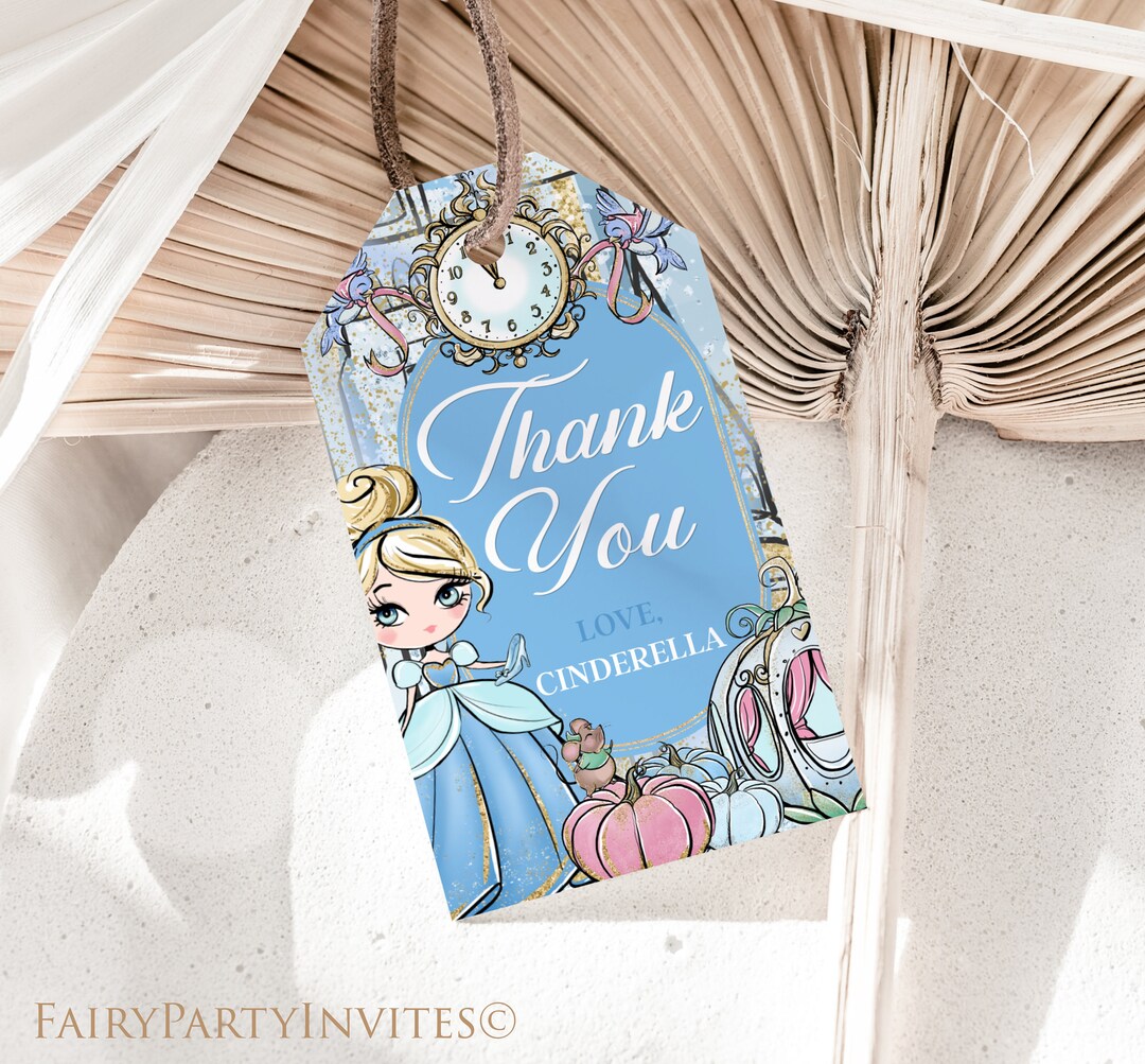 Cinderella Editable Favor Tag, Cinderella Gift Thank You Tag ...