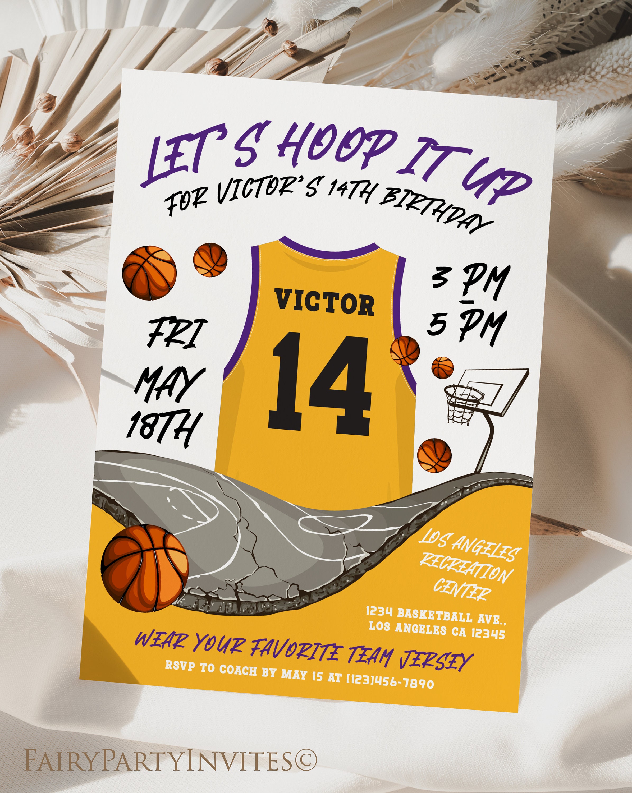 Basketball Birthday Invitation Template Printable Basketball - Etsy