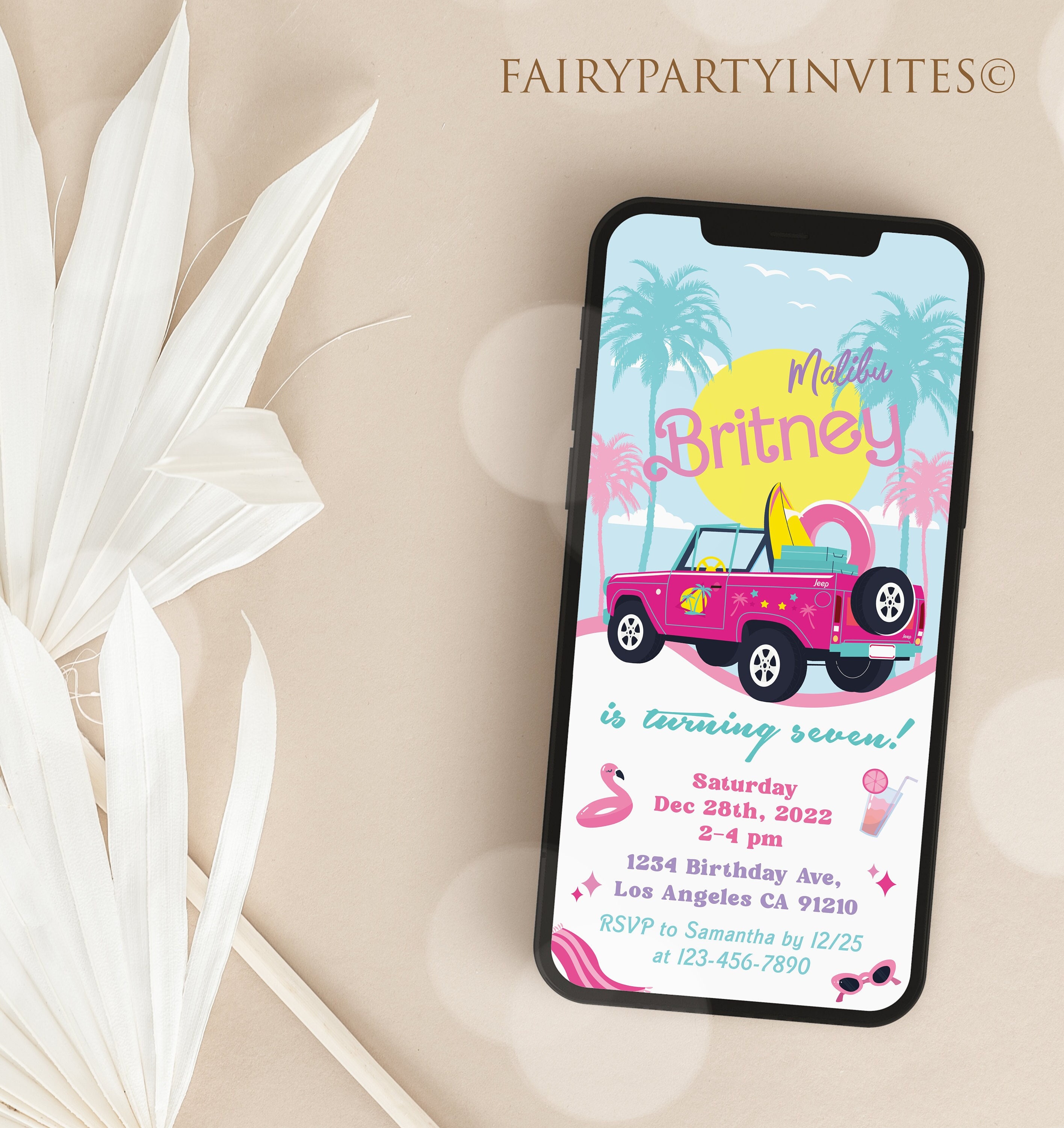Malibu Fashion Doll Birthday Invitation Template Malibu - Etsy