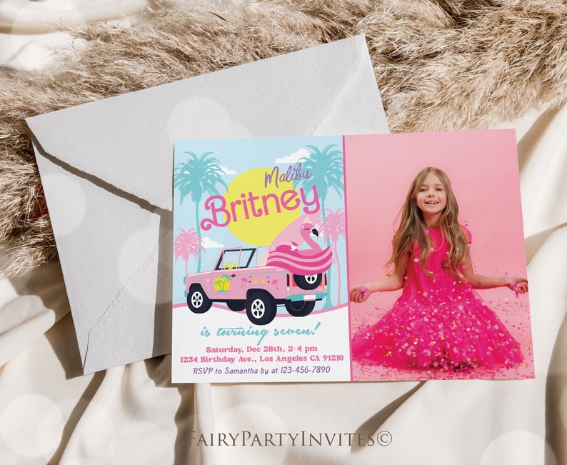 Malibu Birthday Invitation Template: Fashion Doll Party (editable) - Etsy
