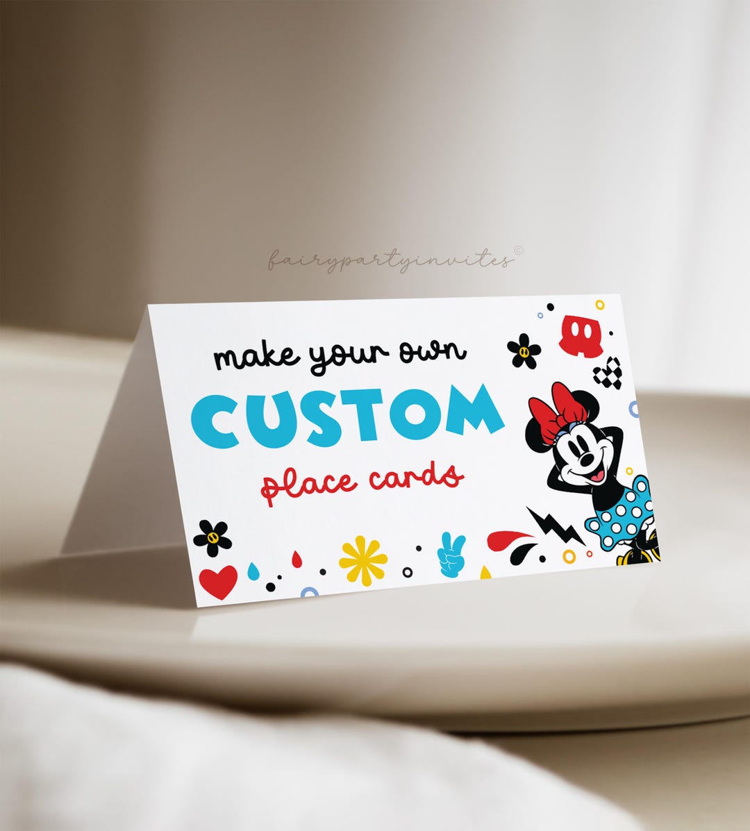 Mickey Mouse Place Card Template: Editable Food Tent (digital Download ...