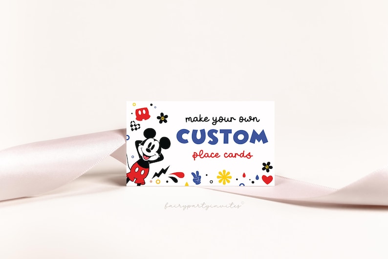 Mickey Mouse Place Card Template: Editable Food Tent (digital Download ...