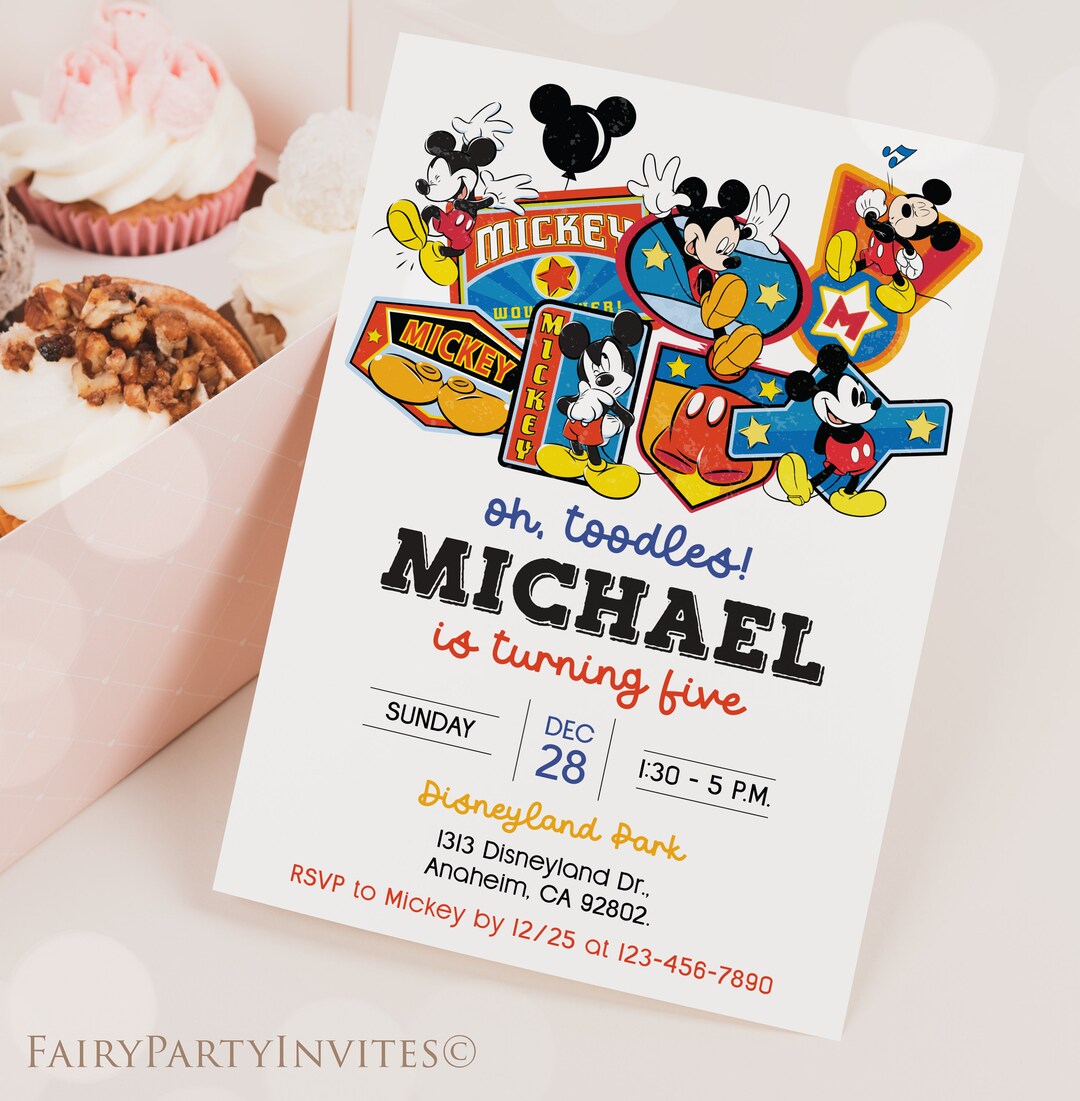 Mickey Mouse Birthday Invitation Template, Mickey Mouse Invitation ...