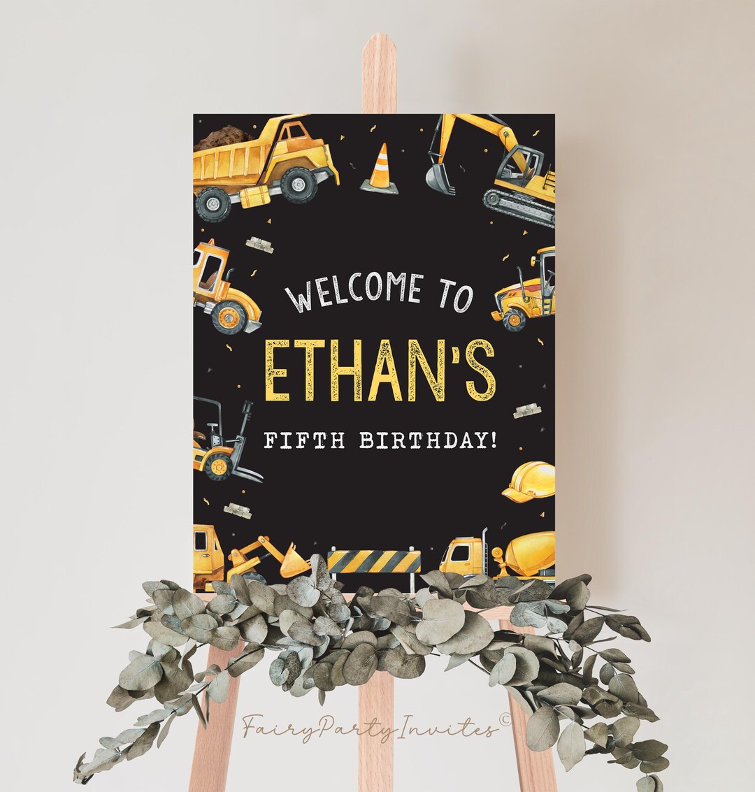 Construction Birthday Welcome Sign: Editable Printable Banner (digital ...